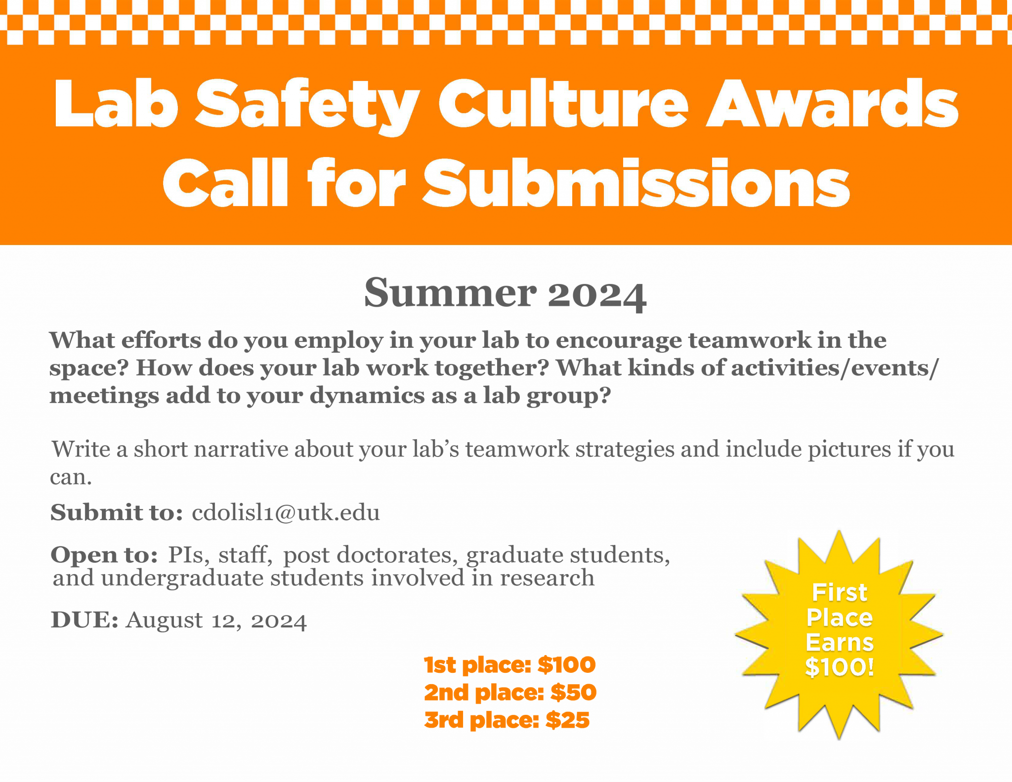 Lab Safety Culture Awards: Call For Submissions | Environmental Health ...