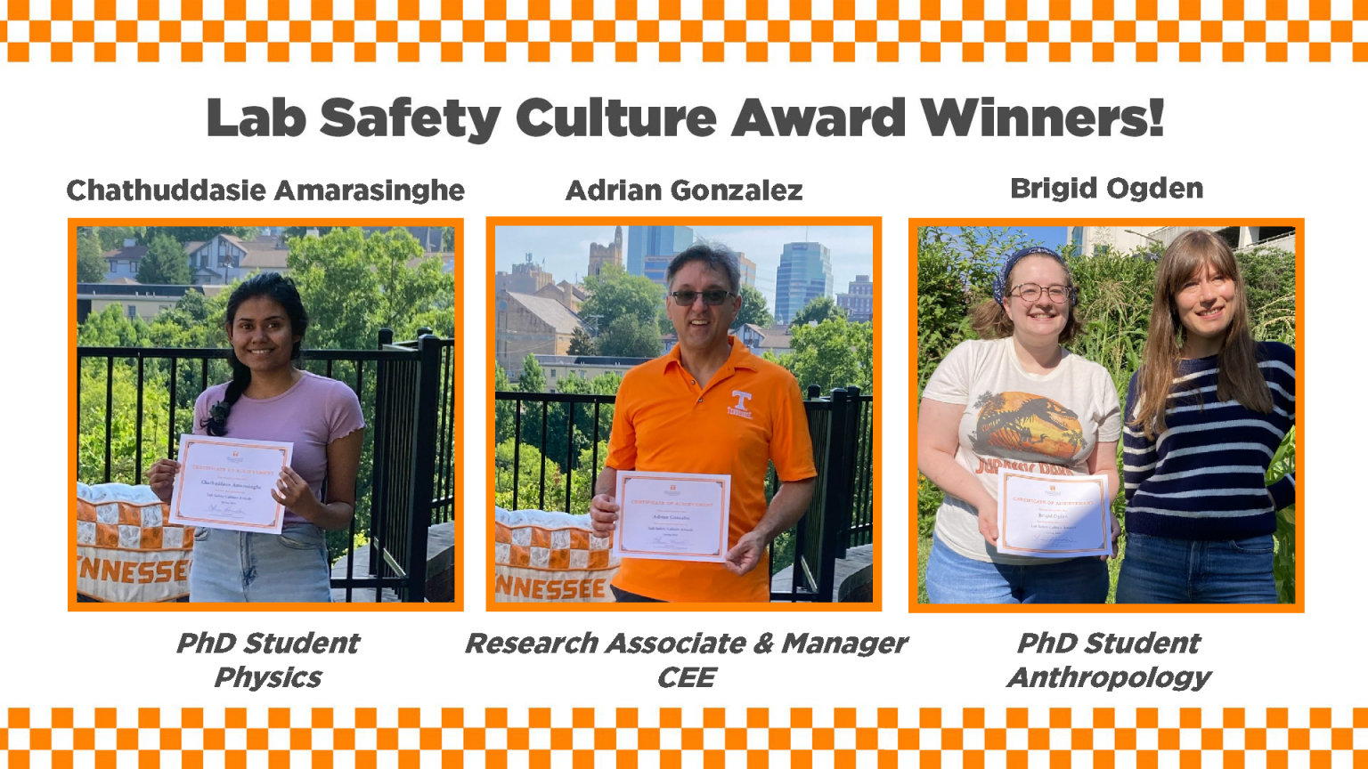 Lab Safety Culture Award Winners | Environmental Health & Safety