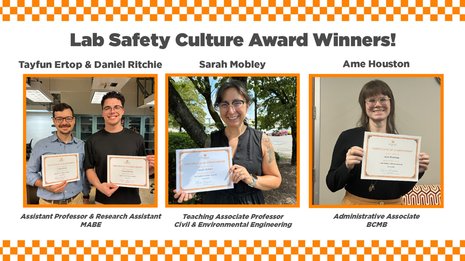 Lab Safety Culture Award Winners | Environmental Health & Safety